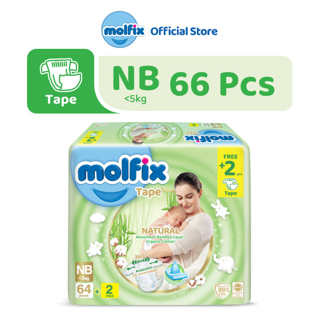 Molfix Natural Tape NB 64+2 Pcs. Jumbo Pack | Lazada