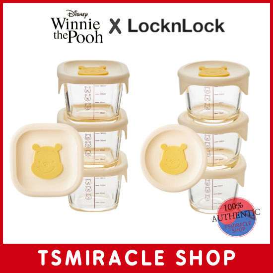 LocknLock Winnie the Pooh Heat Resistant Glass Steam Container 3P ...