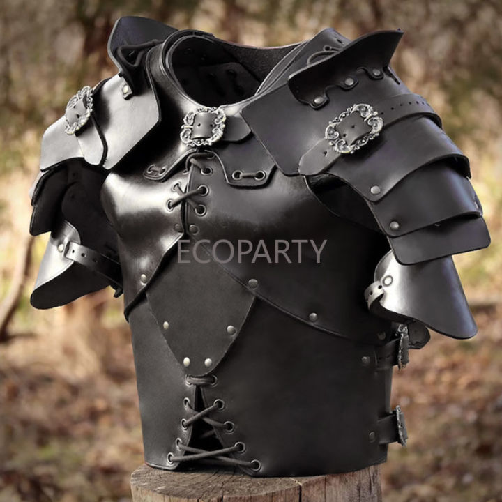 New Medieval Ancient Greek Roman Gladiator PU Leather Cuirass Viking Warrior Shoulder Armor ...