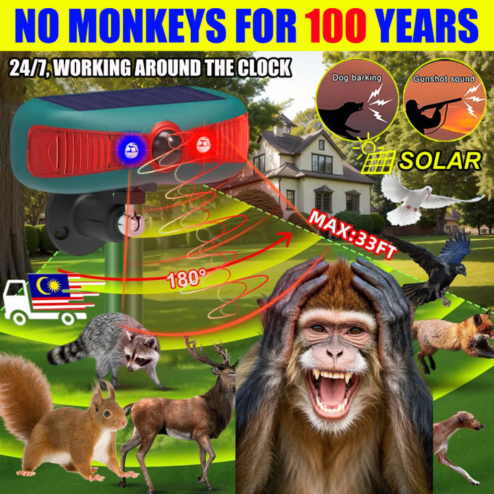 Penghalau Monyet Tropicana 360 Monkey Repellent Ultrasonic PIR Sensor Animal Control Pest Bird ...