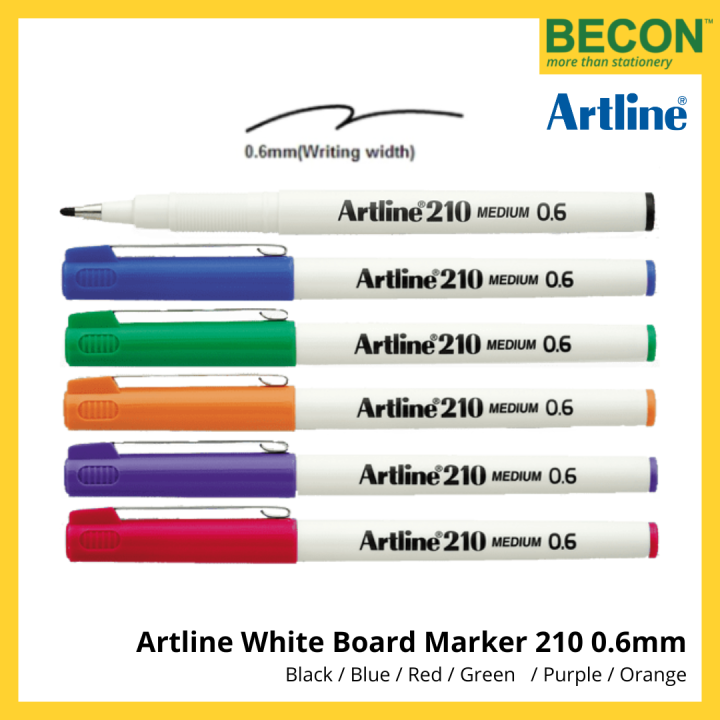 Artline Permanent Marker Medium 210 0.6mm [ Black | Blue | Red | Green ...