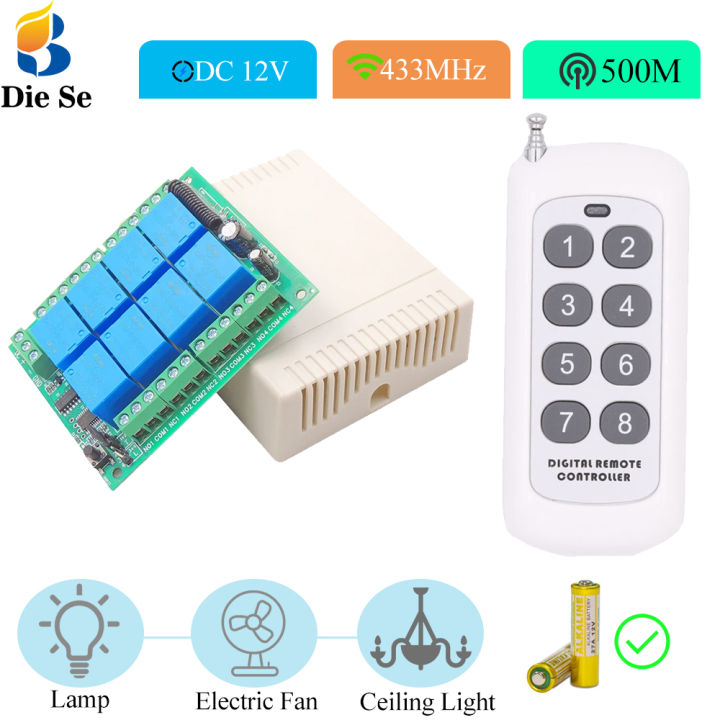 Diese DC 12V 10A 8CH RF433MHz Universal Switch Receiver Relay Module ...