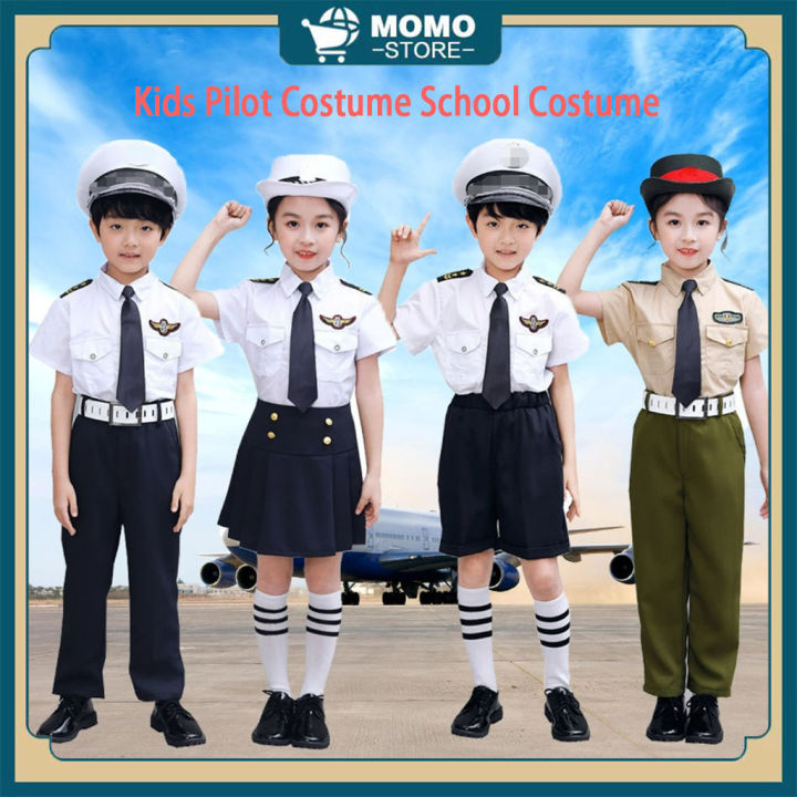 Kids Pilot Costume School Occupation Day Cosplay Uniforms Children Boys ...