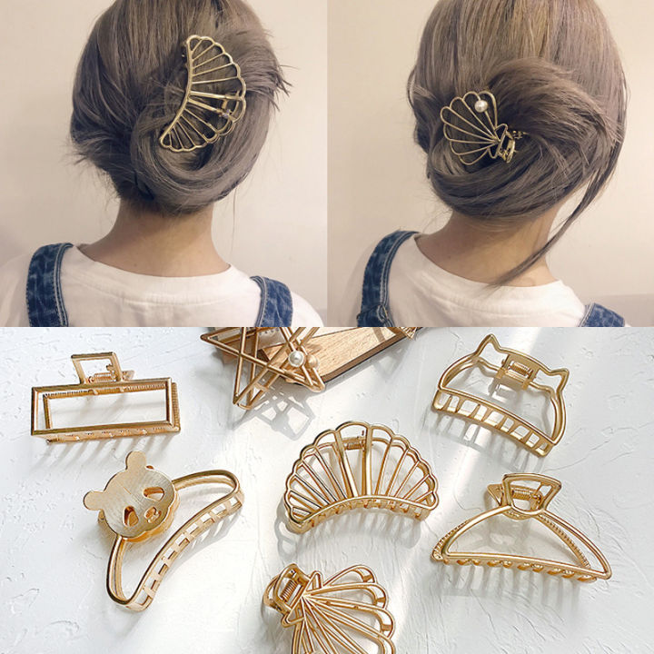 French retro large clip metal clip on the back of the head new fan ...