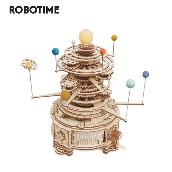 Robotime Rokr Rotatable Mechanical Orrery DIY 2D Wooden Model Building ...