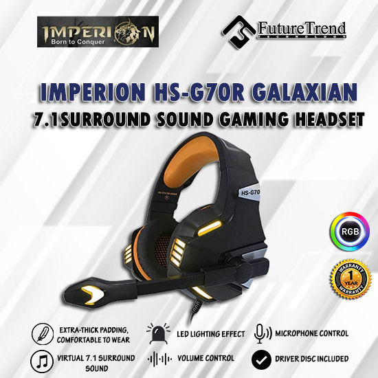 Imperion HS-G70R Galaxian / CHROMA G70R 7.1 Surround-Sound Wired Gaming ...