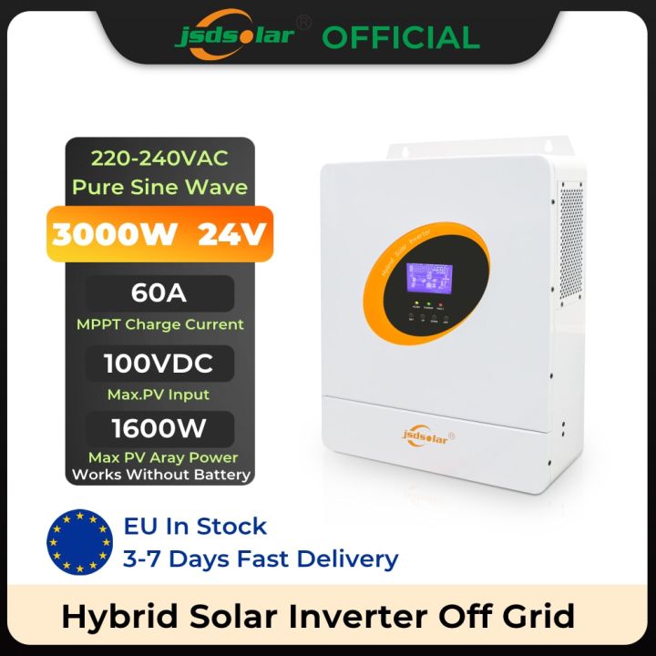 Jsdsolar อินเวอร์เตอร์พลังงานแสงอาทิตย์แบบไฮบริด24V 3KW สำหรับแบตสำรองแบตเตอรี่ลิเธียมโซลาร์ ...