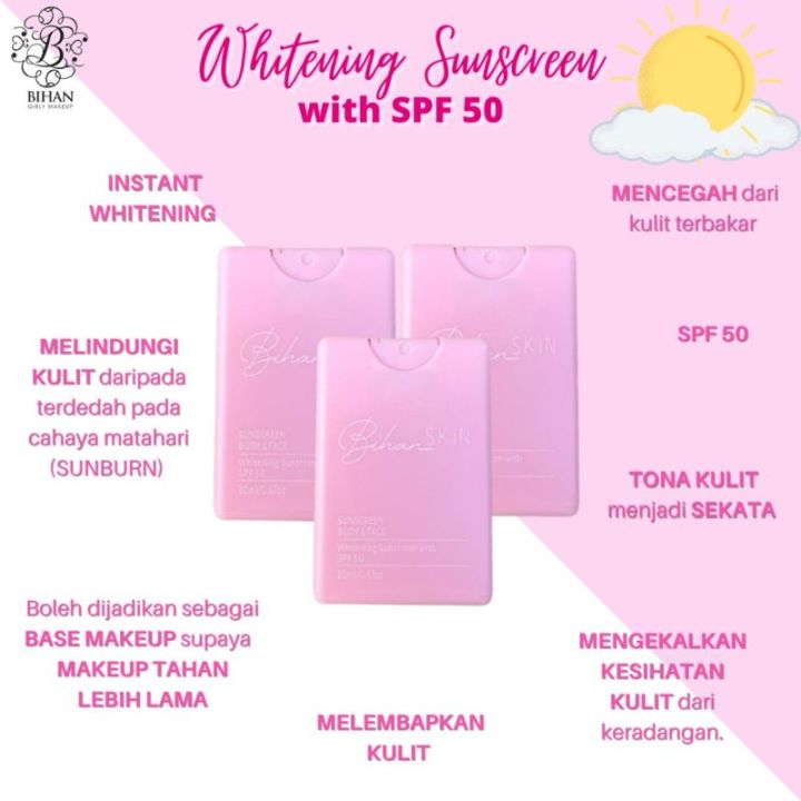 BIHAN 💯original HQ Sunscreen Body & Face Putih SPF50 | Lazada