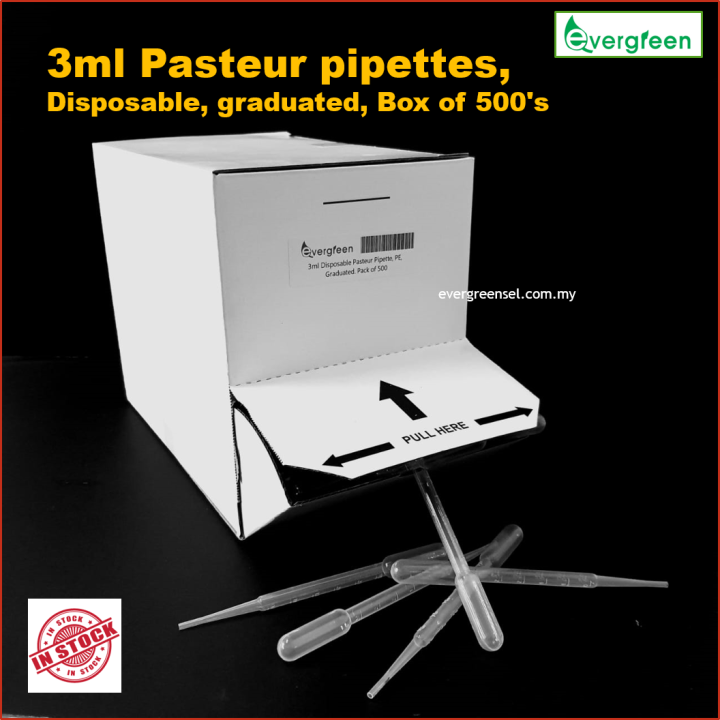 ( LOCAL READY STOCK ) Disposable Pasteur Pipette, PE, Graduated, 3ml, 500'/Box | Lazada