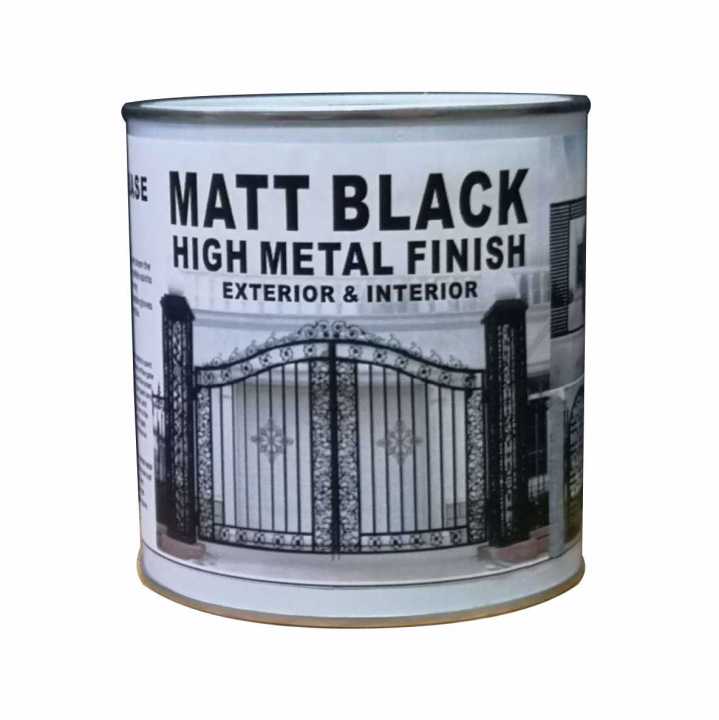 MATT BLACK ( 1L ) 1 LITER HIGH METAL FINISH PAINT EXTERIOR & INTERIOR ...