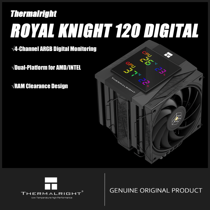 Thermalright ROYAL KNIGHT 120 DIGITAL BLACK&WHITE CPU Air Cooler RK120 ...