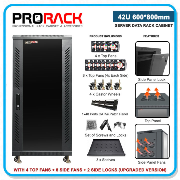 PRORACK 42U 600x800mm Server Data Rack Cabinet (For Self-Assembly) 8 x ...