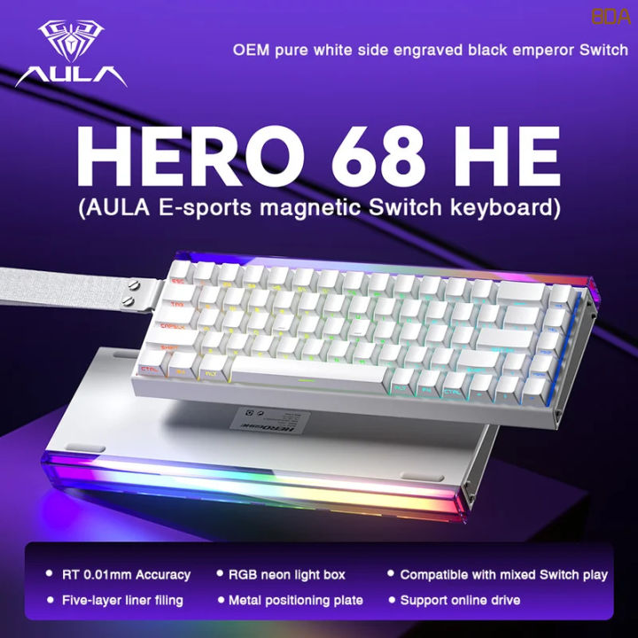 AULA HERO 68HE Magnetic Switch Keyboard Rapid Trigger 8K Return Esports ...