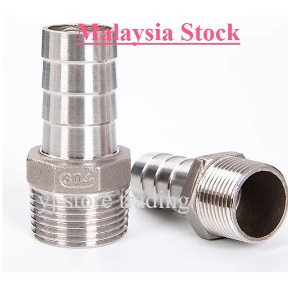 Stainless Steel 304 6mm To 19mm Male Thread Barb Pipe 1/8 3/8 1/2 1/4(inch) straight-through ...