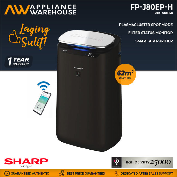 Sharp FP J80EP H Air Plasmacluster Intelligent Air Purifier with WIFI AioT function Appliance Warehouse 62 Square Meter Purification Capacity Lazada Lazada PH