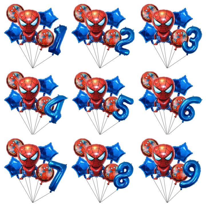 6pcs Spiderman Super Hero Foil Balloon 32 inch Blue Number Balloons ... 6pcs Spiderman Super Hero Foil Balloon 32 inch Blue Number Balloons ...