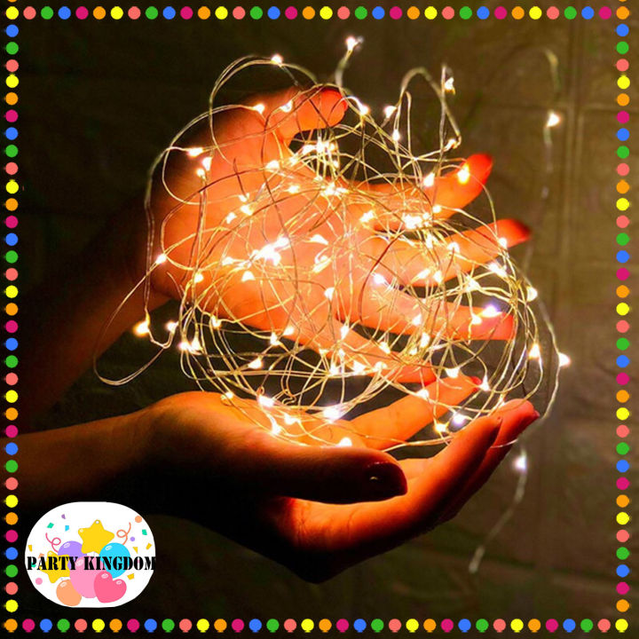 Party Kingdom 1M/2M/3M Yellow LED Fairy Light Battery Operated ...
