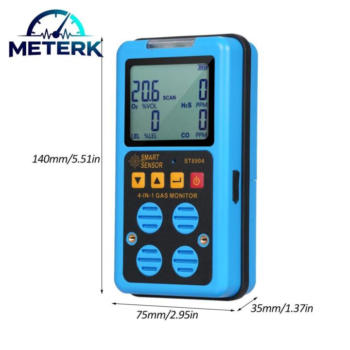 Meterk 4 in 1 Monitor Rechargeable Portable H?S O? CO and LEL Multi ...