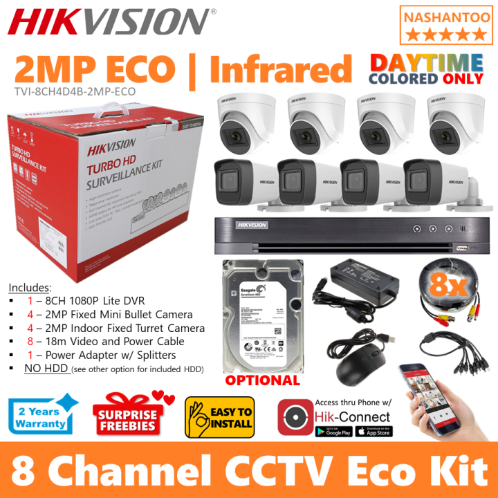 HIKVISION 8CH 2MP CCTV Package TVI-8CH4D4B-2MP ECO 8CH 2MP Turbo HD Analog Camera Kit Nashantoo ...