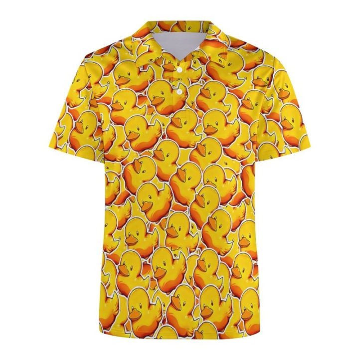 2024 NewNew Cartoon Ducks Pattern Polo Shirt For Men Children Summer 3D ...