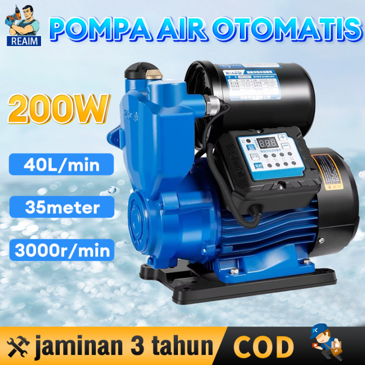 REAIM Pompa Pendorong 100W Tekanan Air Booster Pump Mesin Pompa Otomatis Stainless Steel ...