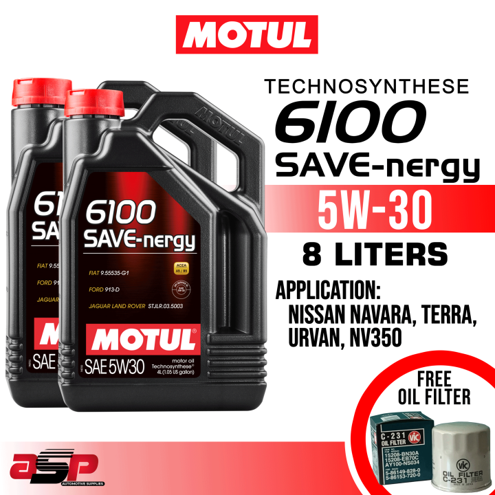 MOTUL 6100 SAVE-NERGY 5W-30 8 Liters Change Oil Bundle for Nissan ...