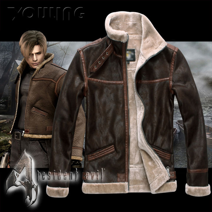 Biohazard Resident 4 Leon S Kennedy Evil เครื่องแต่งกายหนัง Coat Jacket ...