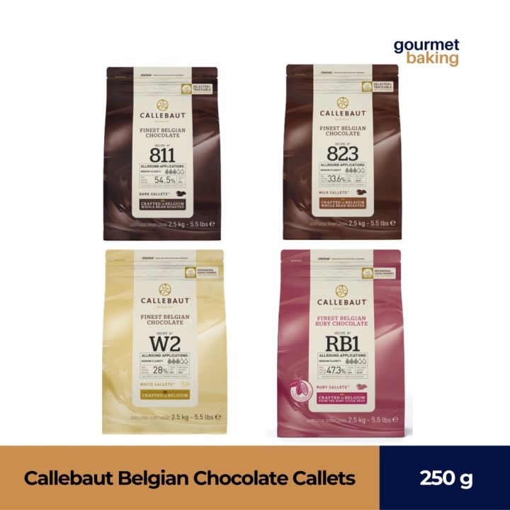 Callebaut Belgian Chocolate Callets (Dark Milk White Ruby Gold) 250 g ...