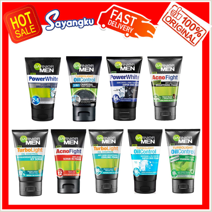 Garnier Men Face Cleanser - 100ml Icy Scrub / Cooling Foam / Charcoal ...