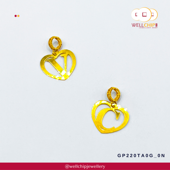 Loket Emas Bentuk Hati Huruf (916 Emas) / Alphabet Heart Shape Gold ...