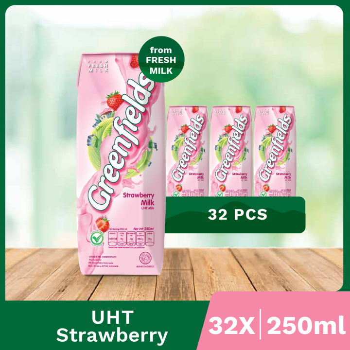 Greenfields Milk UHT Strawberry Carton 250ml x 32pcs | Lazada Indonesia