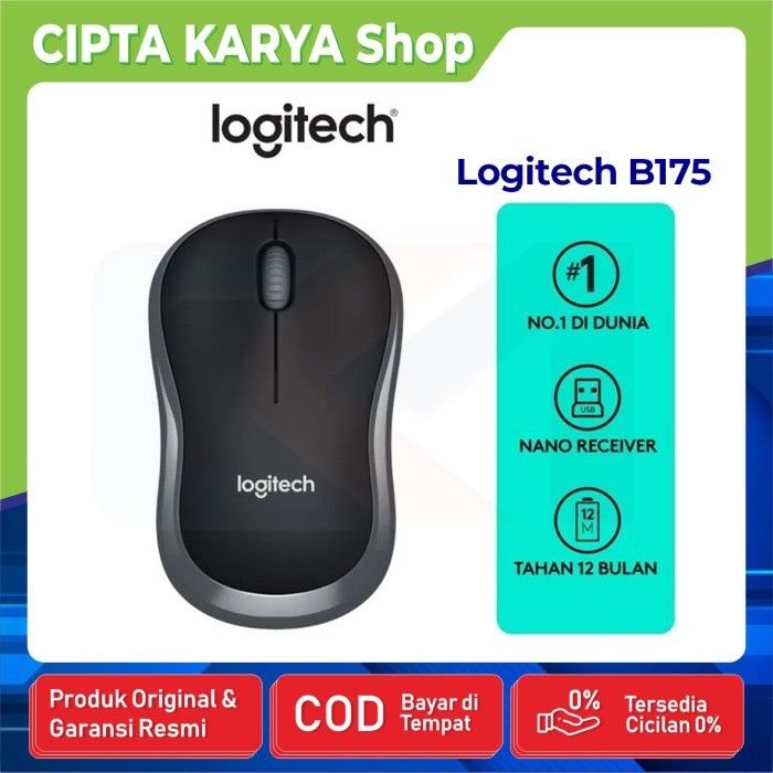 Logitech B175 Mouse Wireless Original Black | Lazada Indonesia
