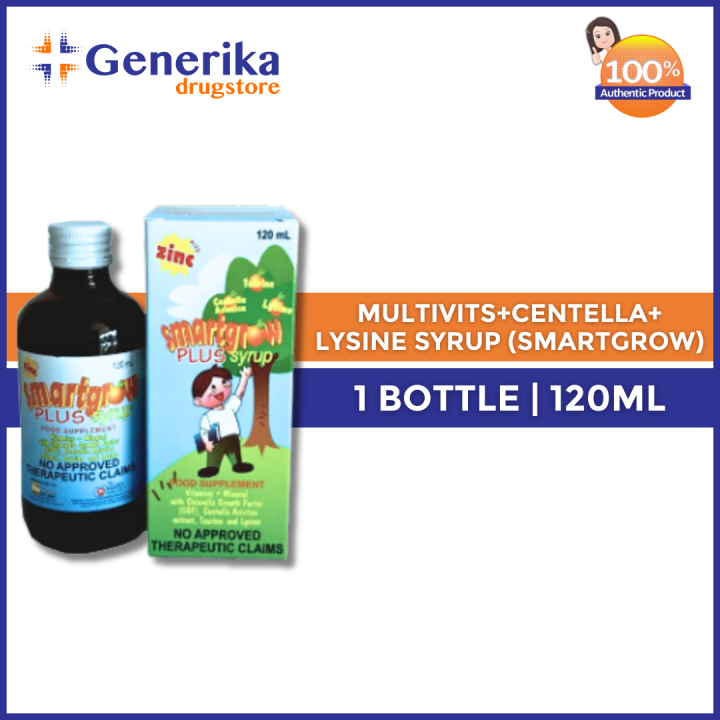 SMARTGROW - MULTIVITAMINS + CENTELLA + LYSINE SYRUP - 120ML | Lazada PH