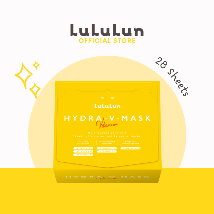 Lululun Hydra V Mask (28 Sheets)Rich in Vitamins, Pore Care, with Retinol , Niacinamide ...