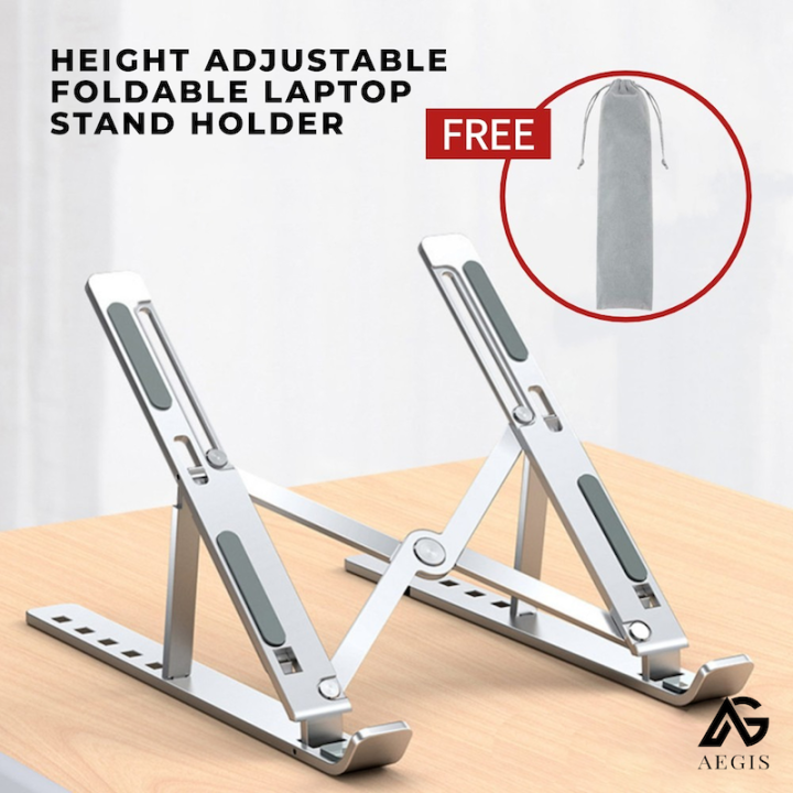 AEGIS Adjustable Height Foldable Portable Aluminium Laptop Stand (Fit ...