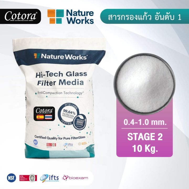 Natureworks X Cotora สารกรองแก้ว เกรด0 2 เกรดรองพื้น สารกรองน้ำคุณภาพสูง อายุการใช้งาน 15 ปี