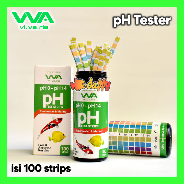 Vivaria pH Tester 100 strips : alat tes pH air akuarium kolam PDAM ...