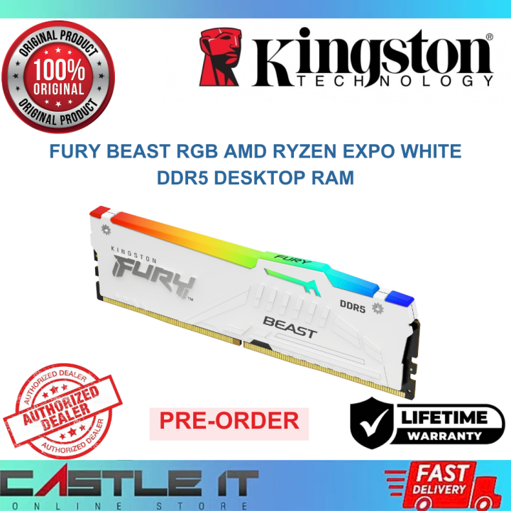 Pre-Order Kingston BEAST RGB Amd Ryzen EXPO WHITE DDR5 64GB 32 16GB 6800 6400 6000 5600 5200MHZ ...