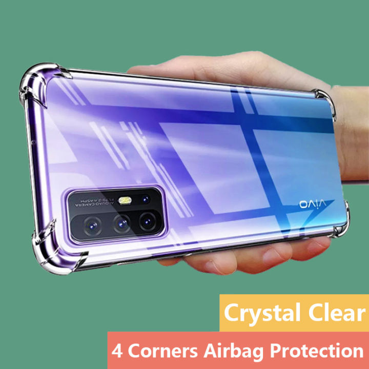 For Vivo V17 1919 V19 Neo Crystal with 4 Corners Shockproof Soft Rubber ...