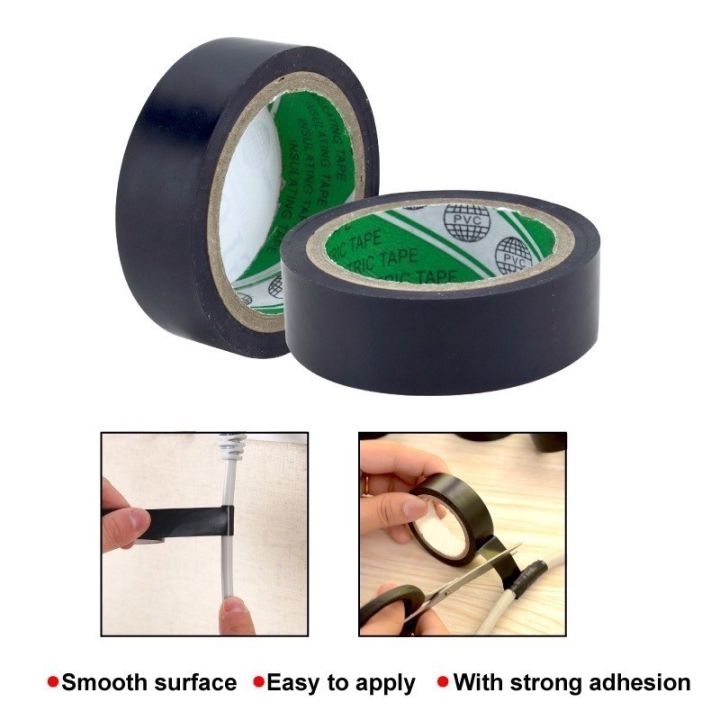🇲🇾🐸 Black PVC Insulation Tape Strong Adhesive Electrical Work Repair ...