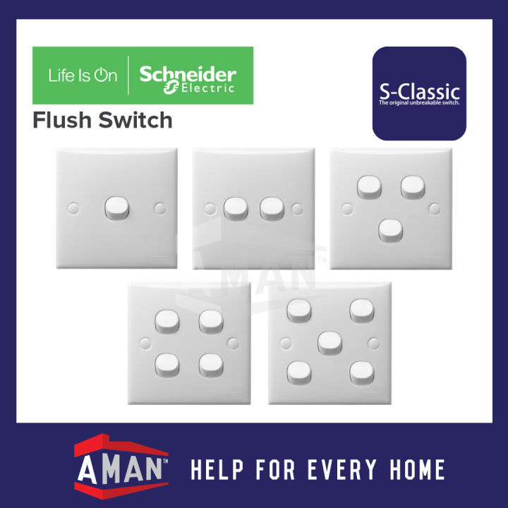 Schneider S-Classic Clipsal Flush Switch 1Way 2Way 1 Gang 2 Gang 3 Gang ...