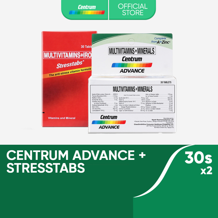 Centrum Advance 30s Multivitamins + Minerals + Stresstabs 30s ...