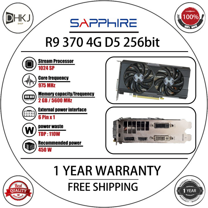 Sapphire R9 370 4G GDDR5 OC 256bit Video Cards AMD Radeon R9 370 4GB Graphics Cards GPU Desktop ...