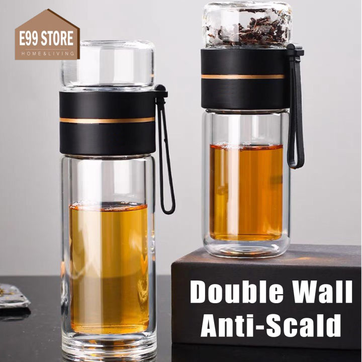 Zeekea Double Wall Glass Water Bottle,Tea&Water Separation,Tea Bottle,Portable Travel tea ...