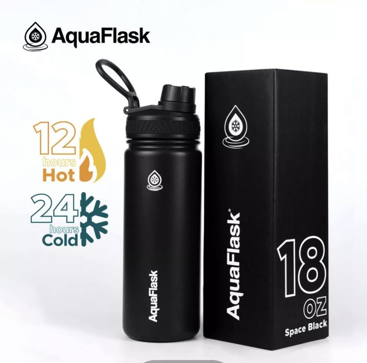 AQUAFLASK 18 oz Wide Mouth With Spout Lid Vacuum Insulated Stainless ...