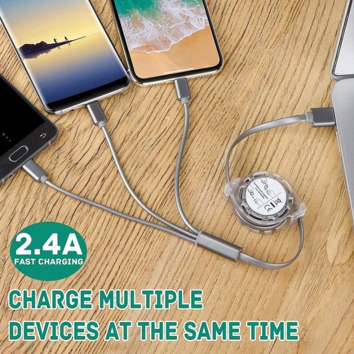 3 IN 1 Multifunctional Telescopic Charger Cable Type-C Micro USB ...