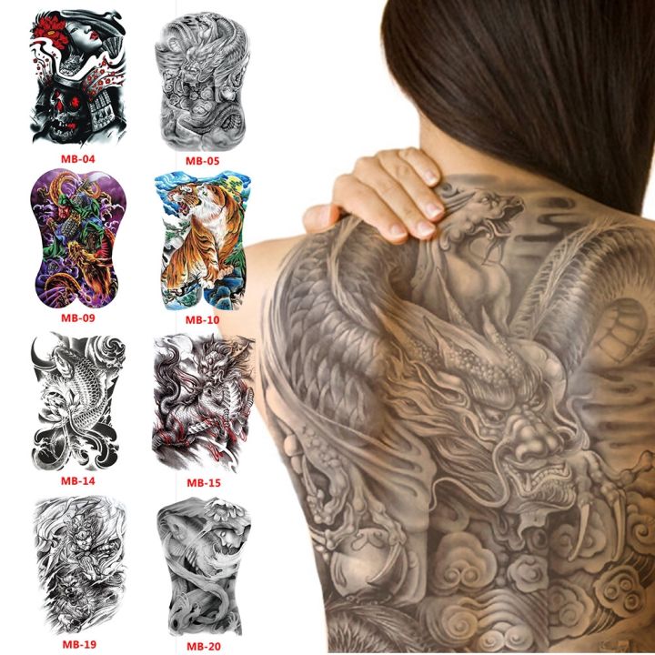 HBESTY Waterproof Temporary Sticker Big Large Full Back Chest Tattoo ...