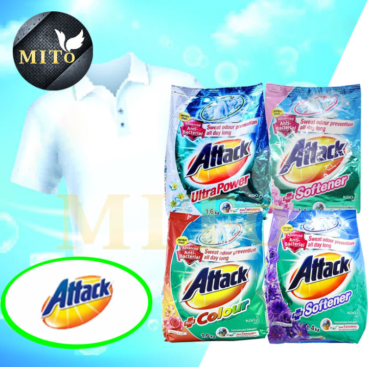 Attack Detergent Powder Plus Softener / Sabun Serbuk / 14kg/1.6kg for Laundry Ultra Power ...
