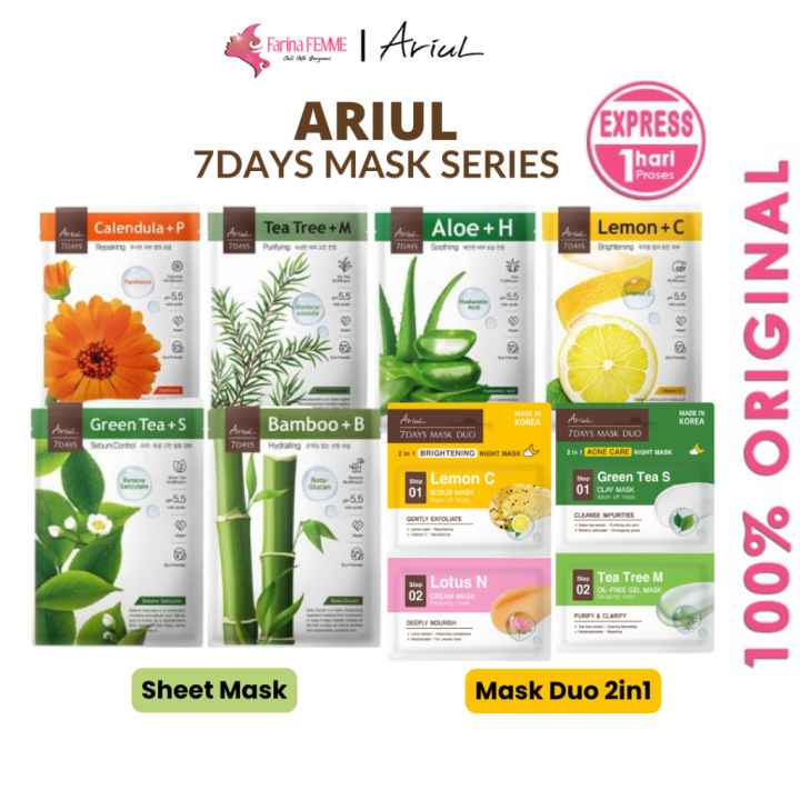 FEMME || ARIUL 7 DAYS SHEET MASK SERIES - 7Days Mask Duo 2in1 ...