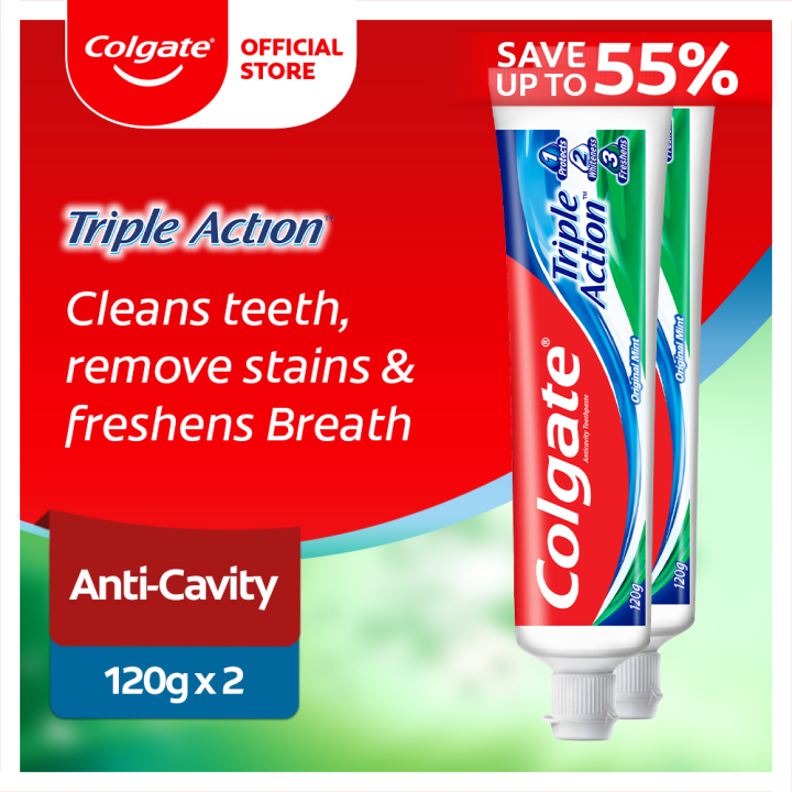 Colgate Triple Action Anti-Cavity Family Toothpaste 120g Twin Pack ...